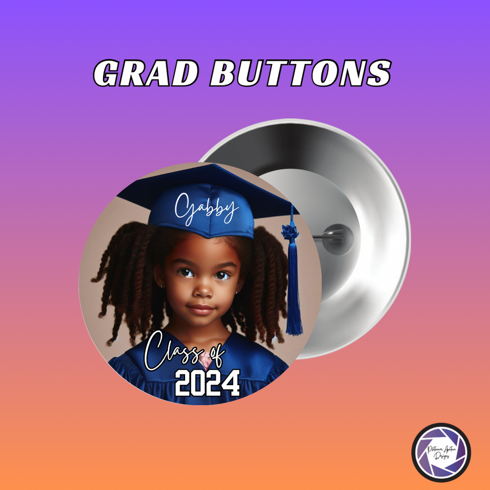 Custom Grad Buttons – Platinum Aperture Designs